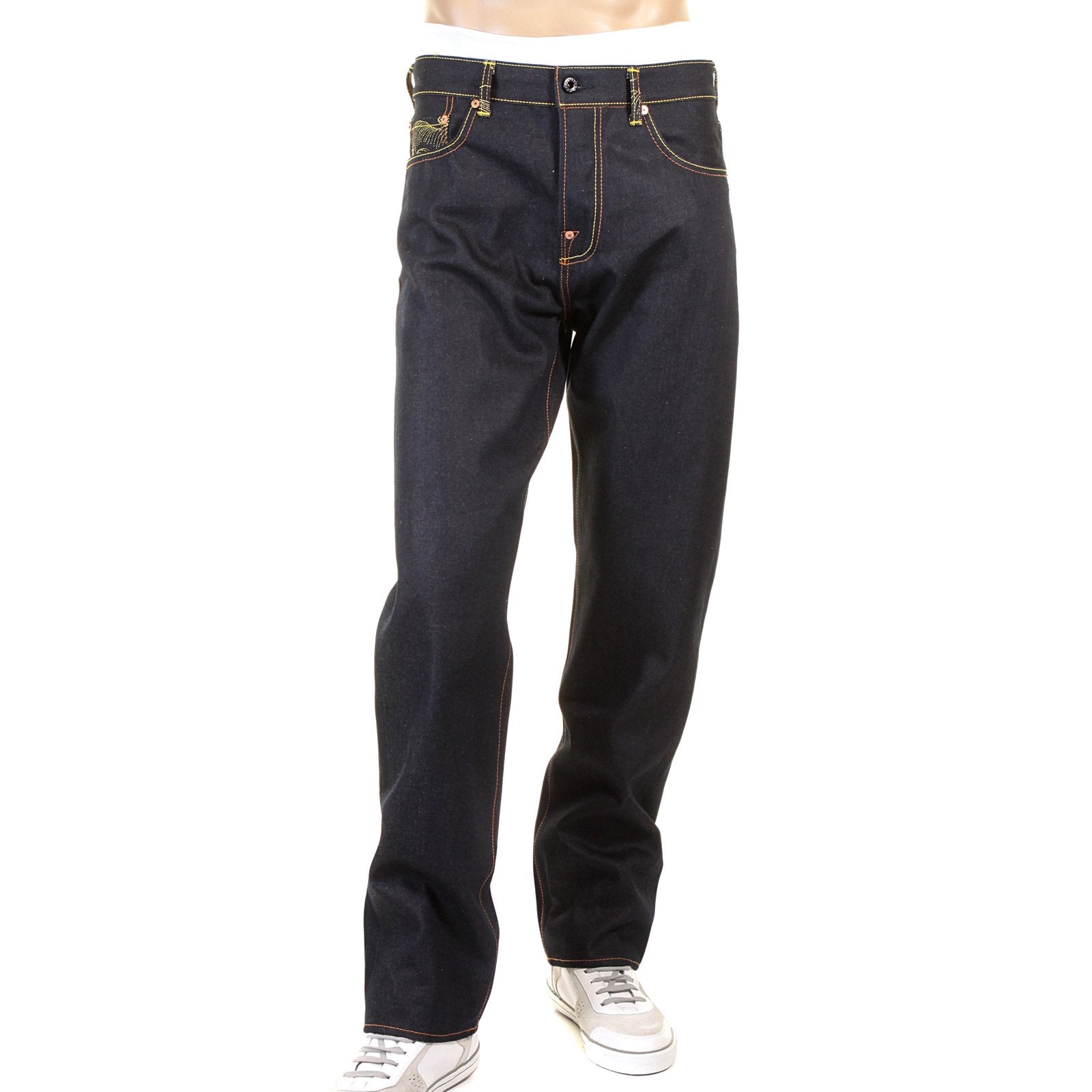RMC RAW SELVEDGE DENIM 1001 SLIMMER CUT MODEL DARK INDIGO JEANS WITH J ...