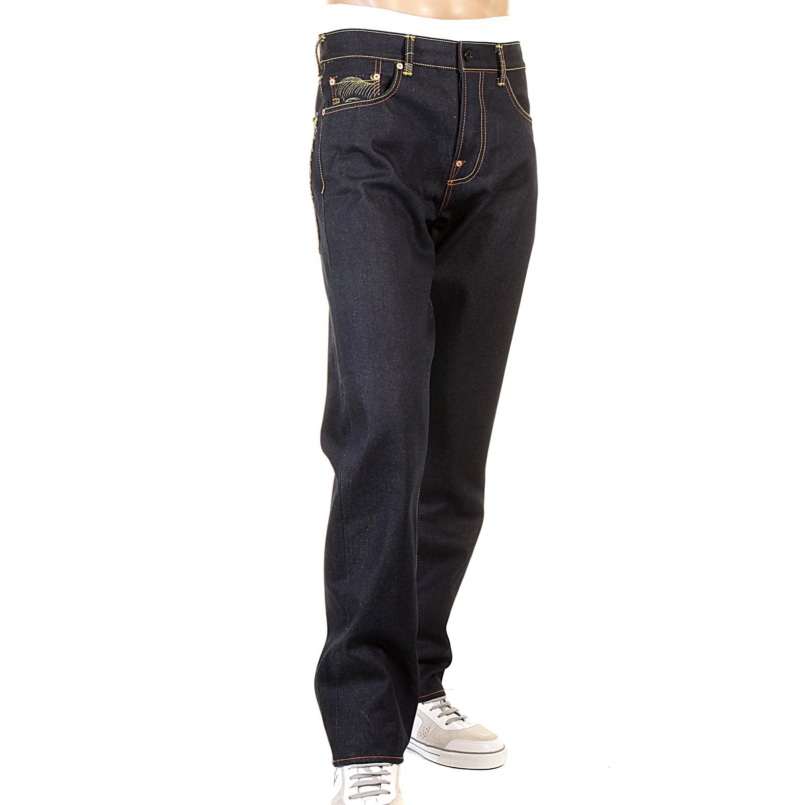 RMC RAW SELVEDGE DENIM 1001 SLIMMER CUT MODEL DARK INDIGO JEANS WITH J ...