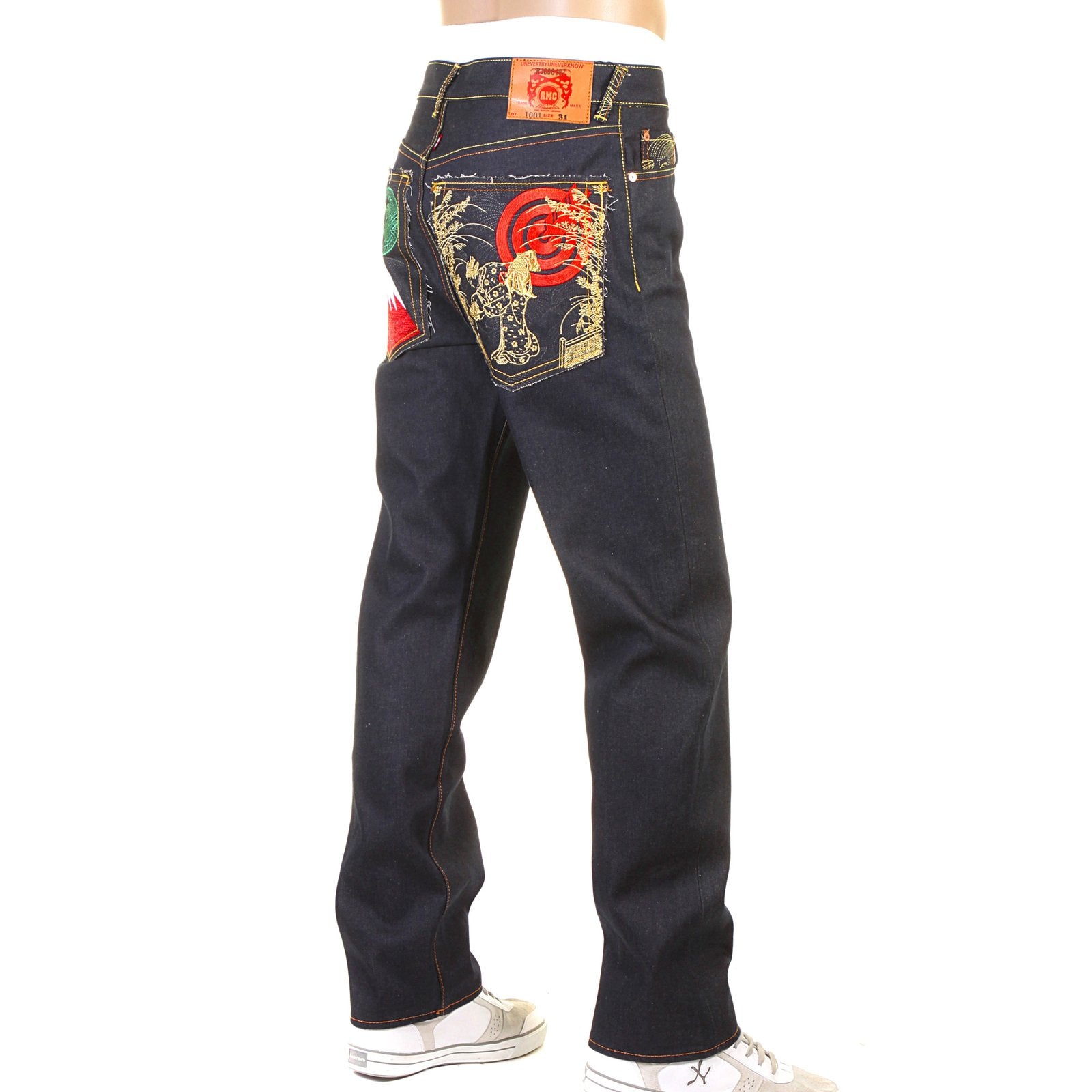 RMC RAW SELVEDGE DENIM 1001 SLIMMER CUT MODEL DARK INDIGO JEANS WITH J ...
